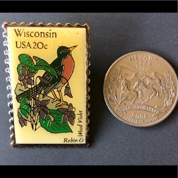 USPS | Other | Usps 982 Wisconsin Robin Wood Violet Lapel Pin | Poshmark